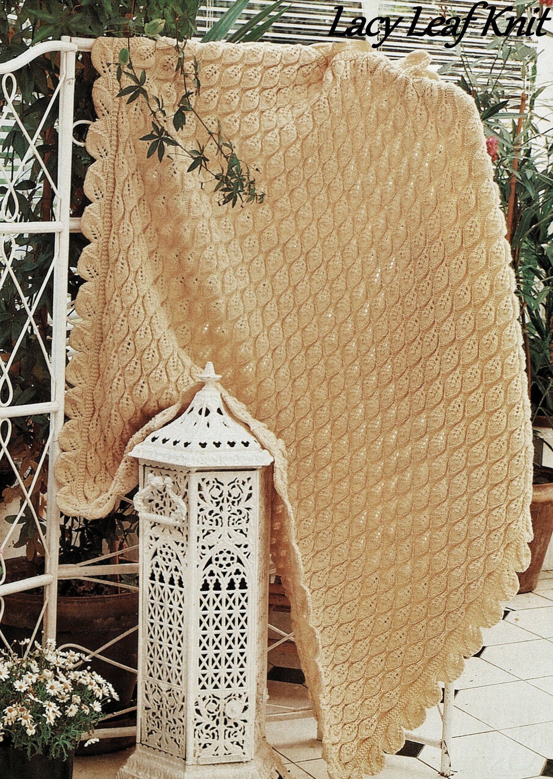 Beautiful Lacy Leaf Afghan in Aran, Vintage Knitting Pattern, PDF ...
