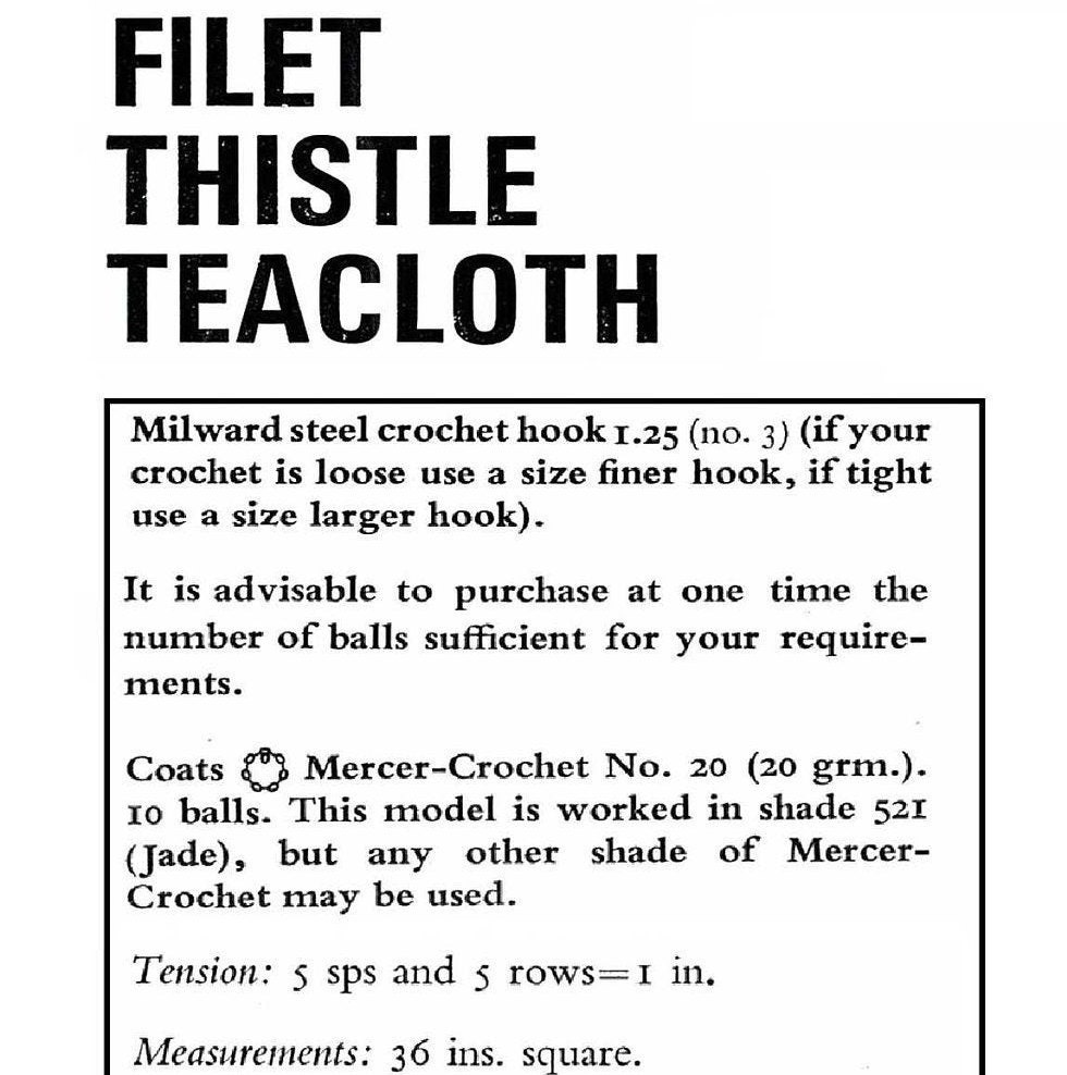 Beautiful Scottish Thistle Pattern Filet Crochet Table Cloth | Etsy