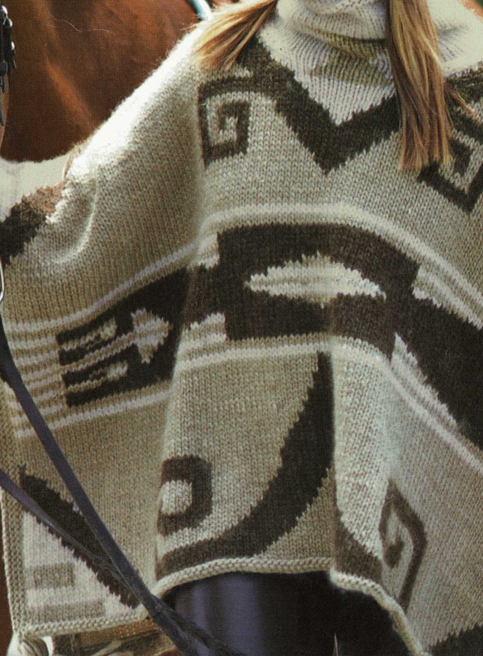 Two Great Ladies Ponchos - One in Navajo Design and the Other One Plain ...