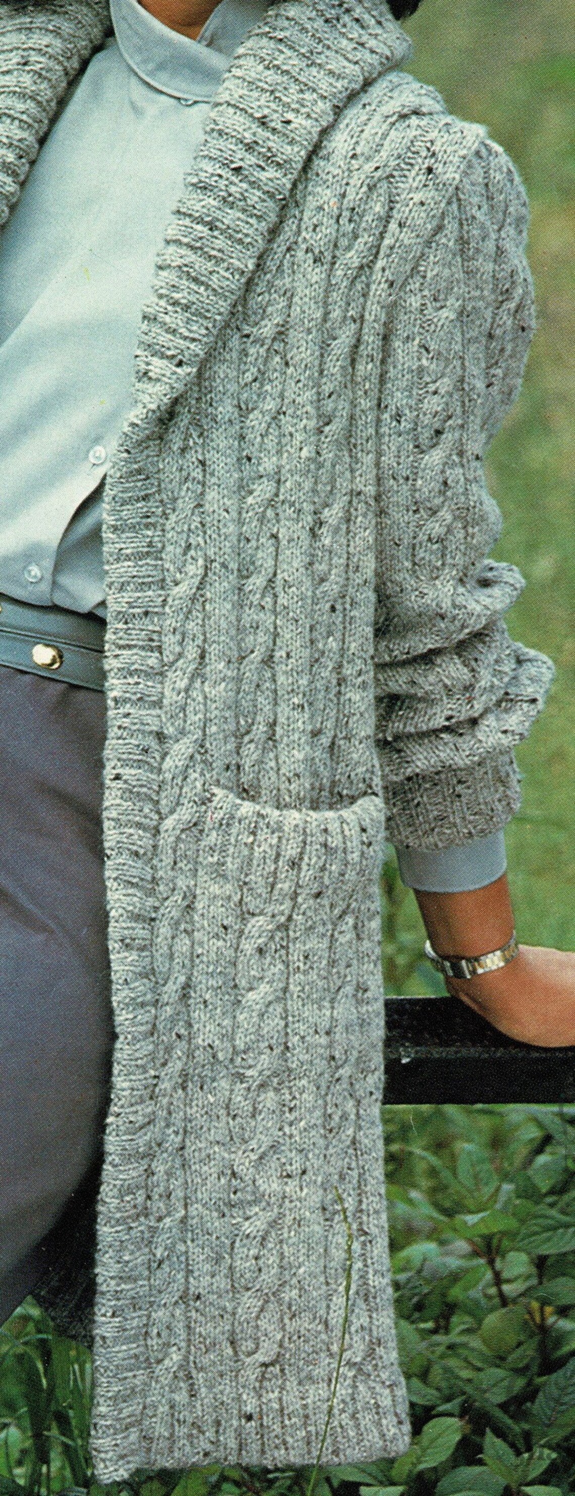 Ladies Lovely Cable Jacket With Shawl Collar, Vintage Knitting Pattern ...