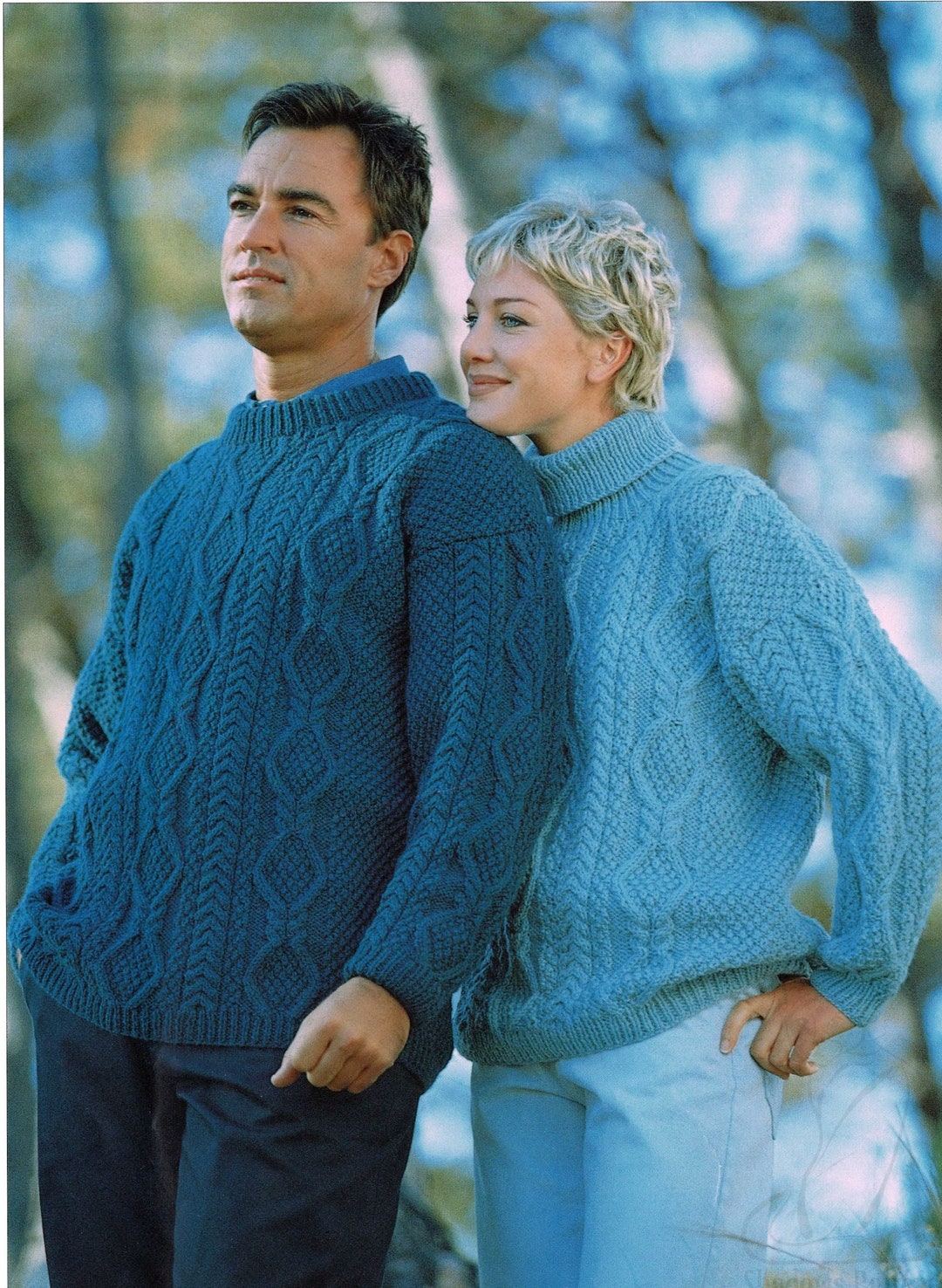 Ladies and Mens Traditional Aran Sweater With Crew or Roll Neck ...