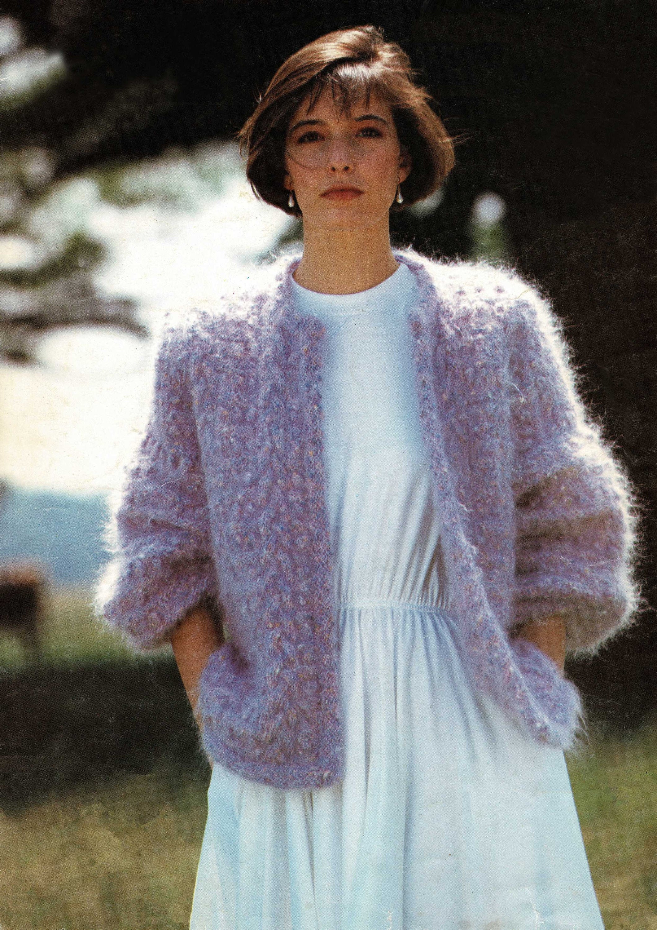 Ladies Gorgeous Edge to Edge Mohair Jacket With Cables and Bobble ...