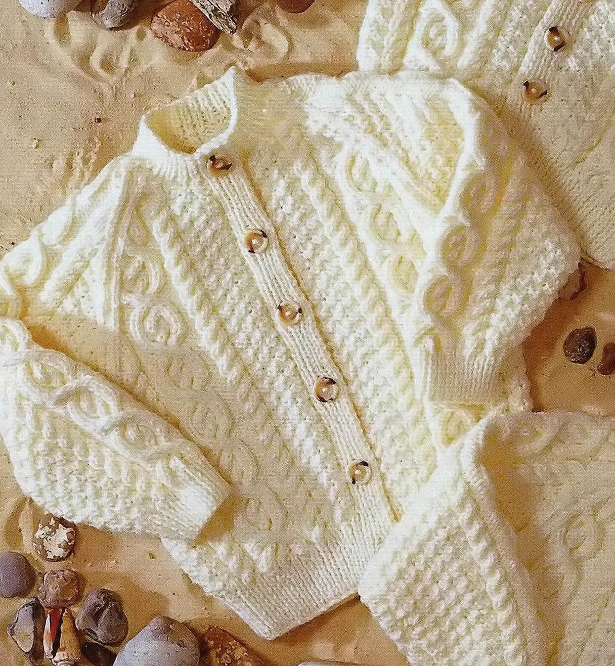 Toddlers and Childrens Aran Cardigan With V-neck Round Neck | Etsy UK
