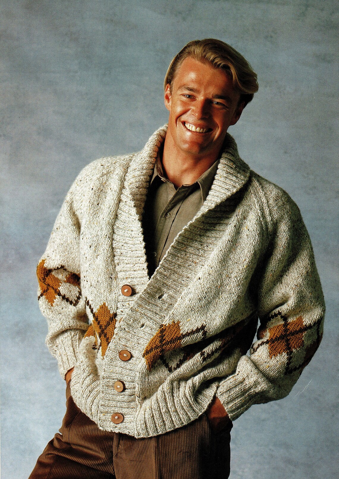 Mens Stylish Jacket With Shawl Collar and Argyle Style Band | Etsy