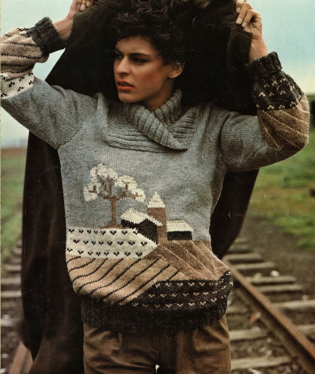 Ladies Fabulous Picture Sweater With Cross Over Neckline, Vintage ...