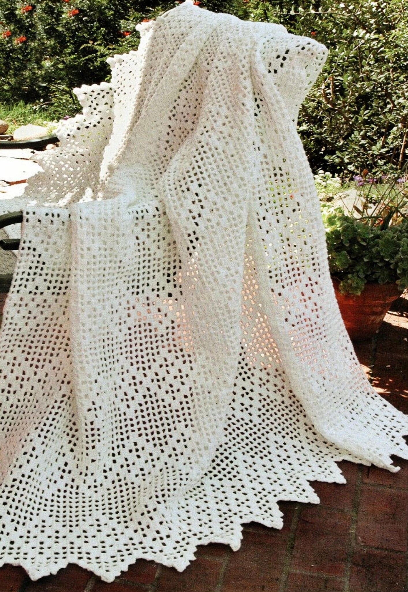 Pretty Filet Crochet Afghan in Aran Vintage Crochet Pattern | Etsy