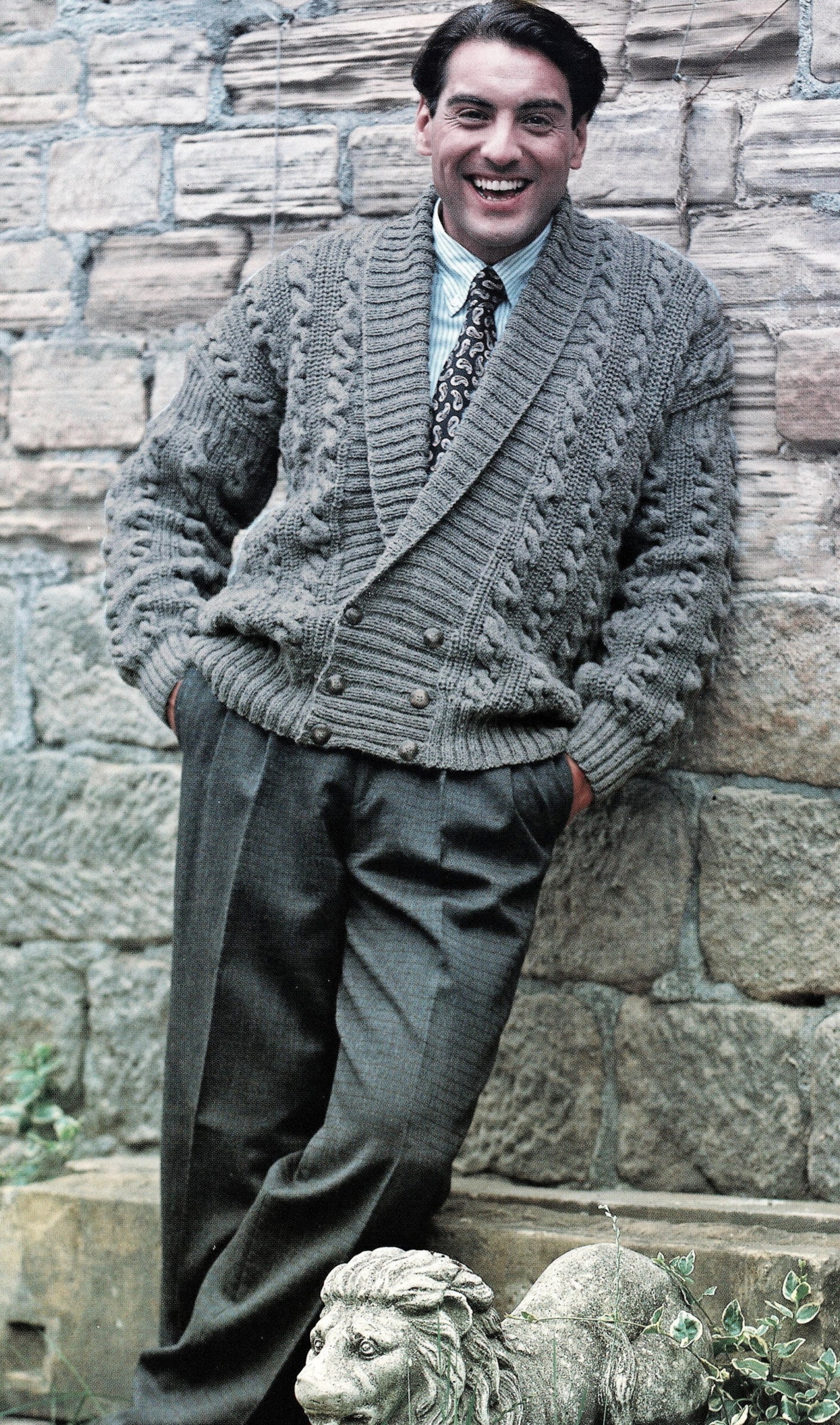 Mens Classic Fishermans Rib and Cable Double Breasted Jacket, Vintage ...