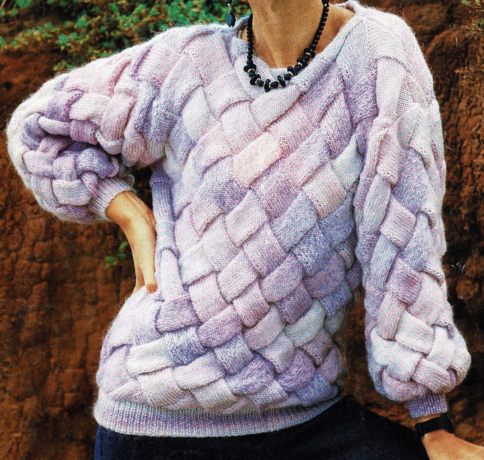 Ladies Stylish Entrelac Sweater Vintage Knitting Pattern | Etsy