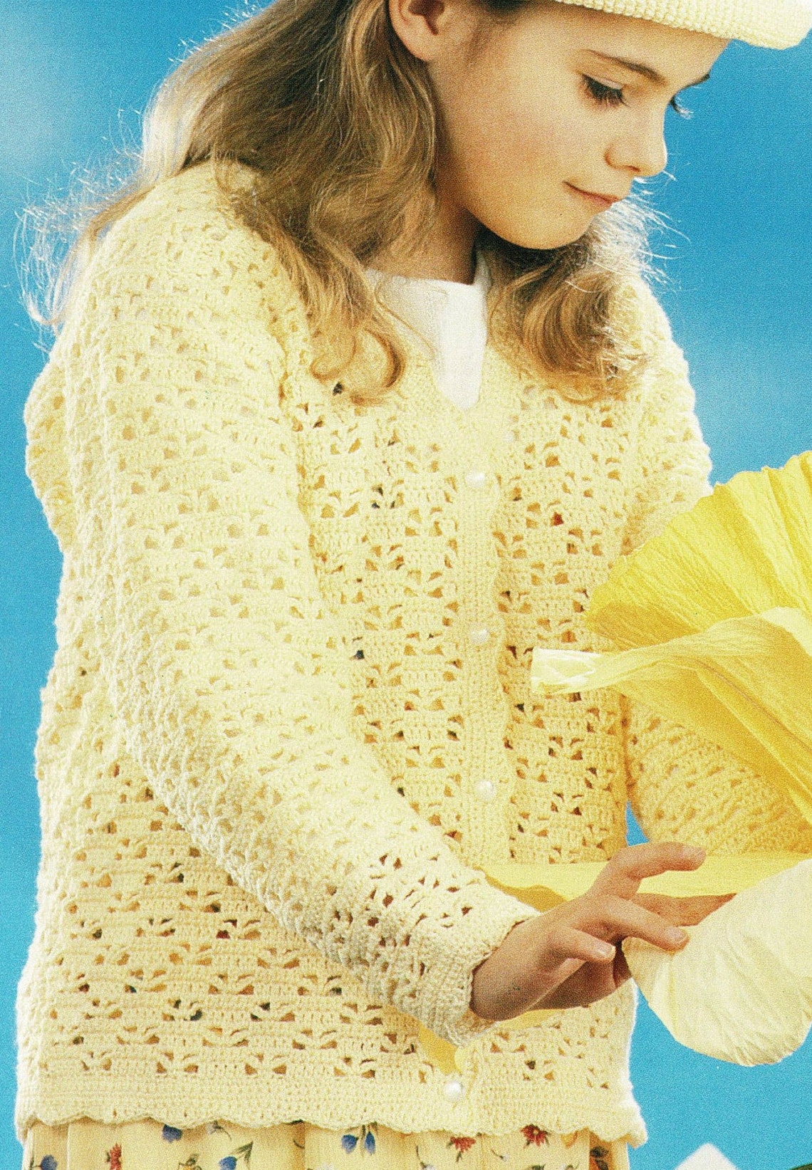 Toddlers and Girls Pretty Crochet Cardigan With Matching Hat - Etsy
