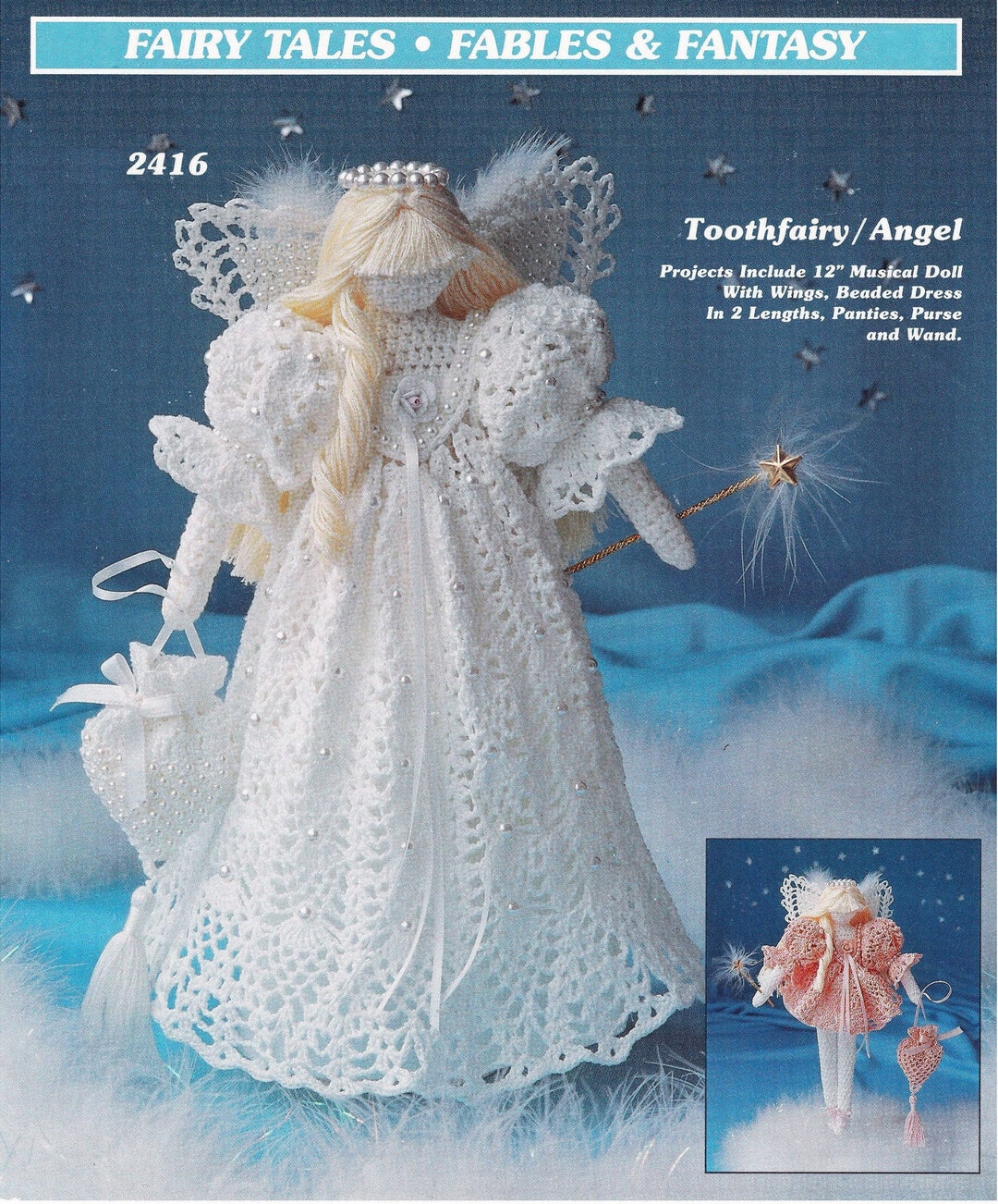 Crochet Lace Angel and Tooth Fairy, Vintage Crochet Pattern, PDF ...