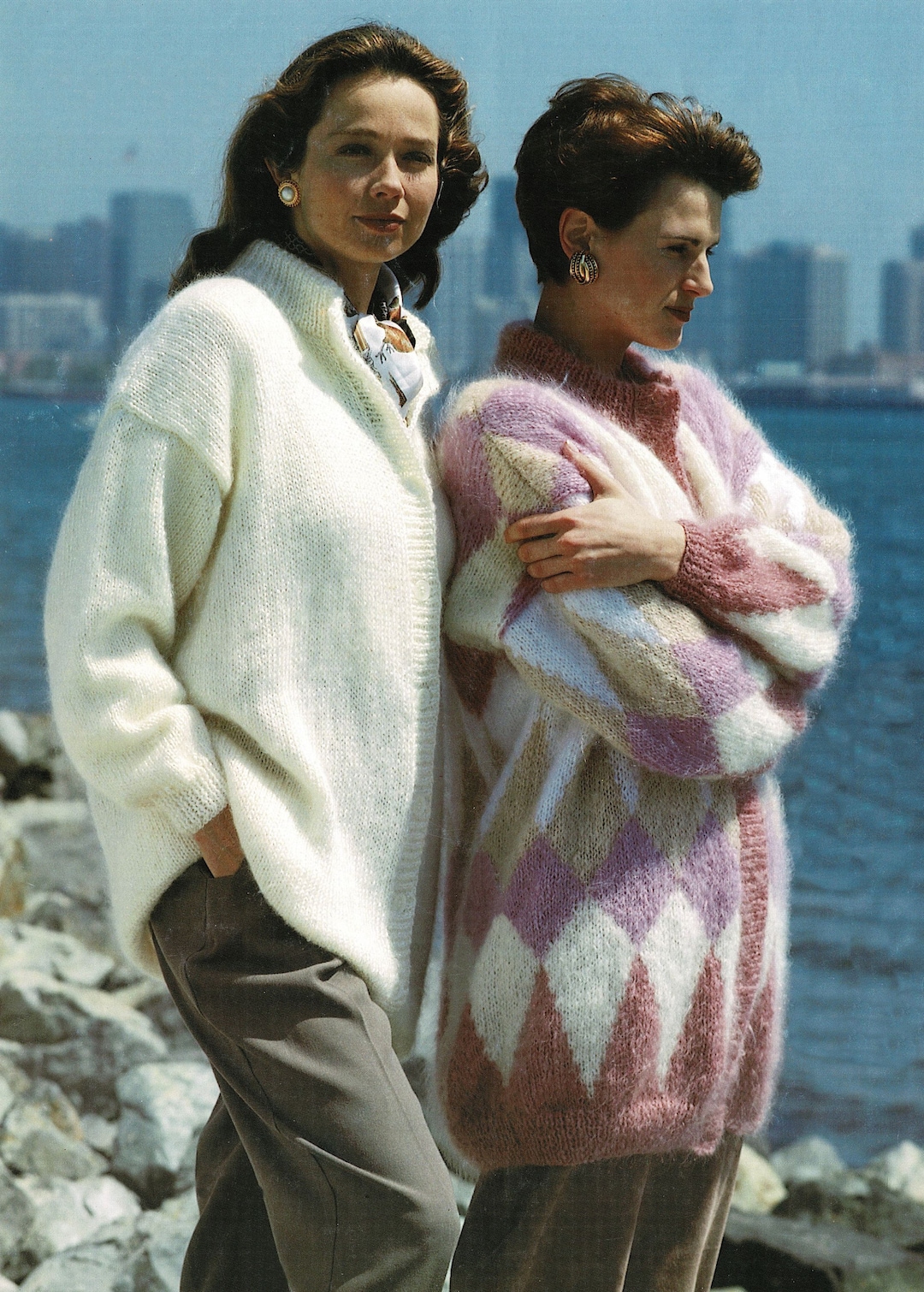 Ladies Long Line Mohair Jacket in Diamond Pattern or Single Colour ...