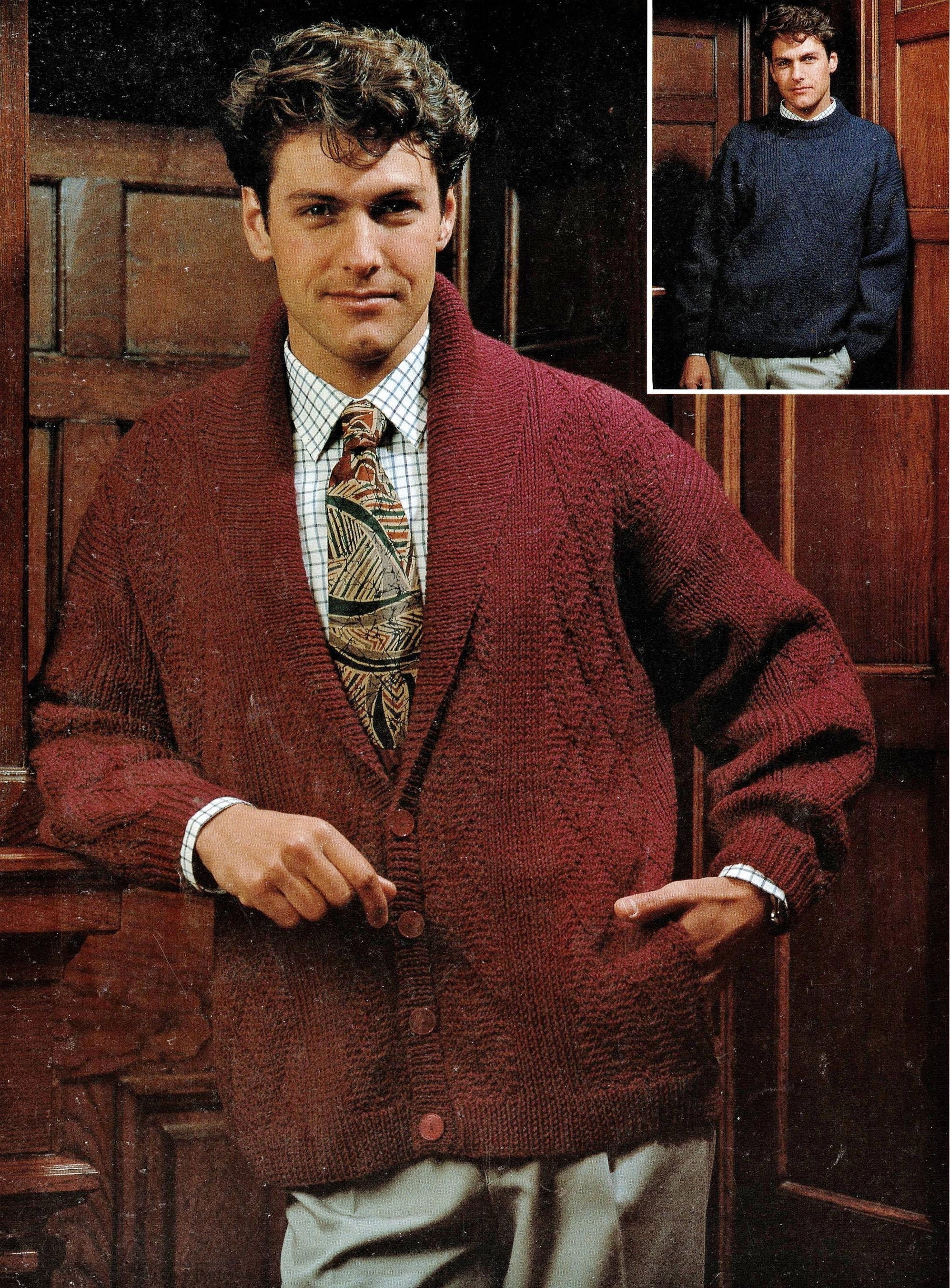 Mens Smart Shawl Collar Jacket and Round Neck Sweater Vintage | Etsy