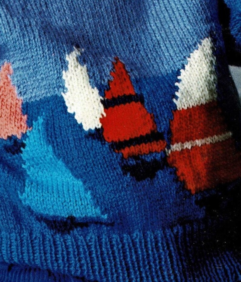 Toddlers and Boys Smart Sail Boat Sweater, Vintage Knitting Pattern ...