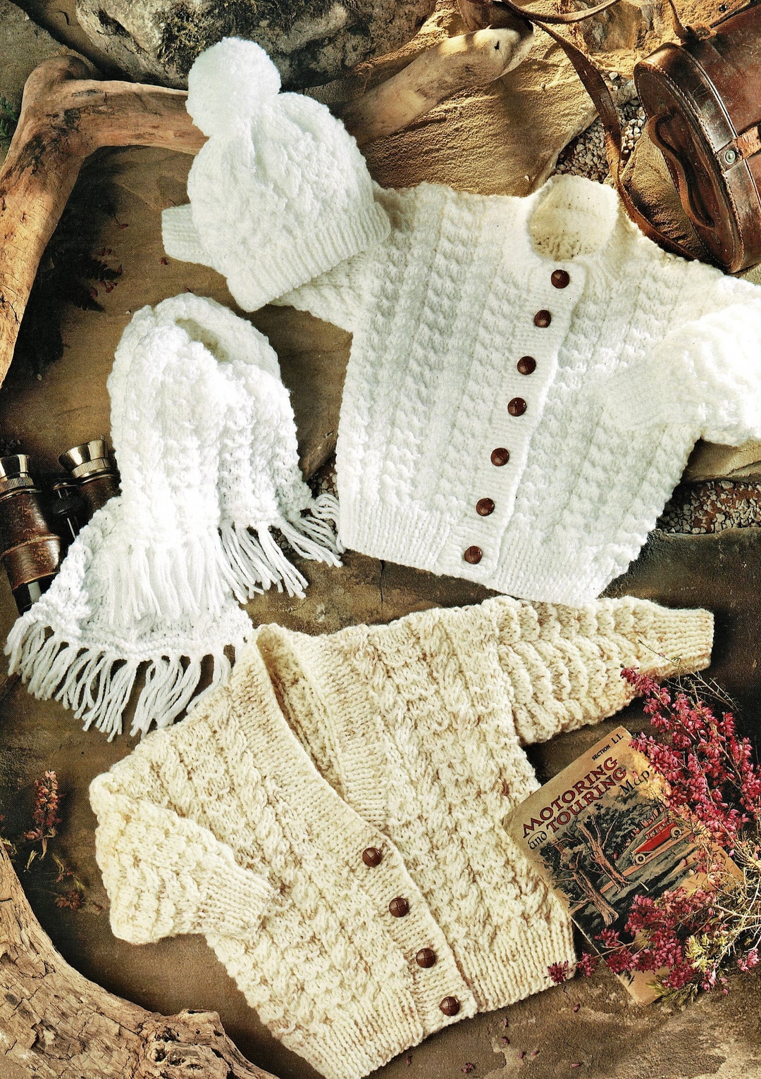 Babies, Toddlers and Childrens Cable Cardigans With Matching Hat and ...