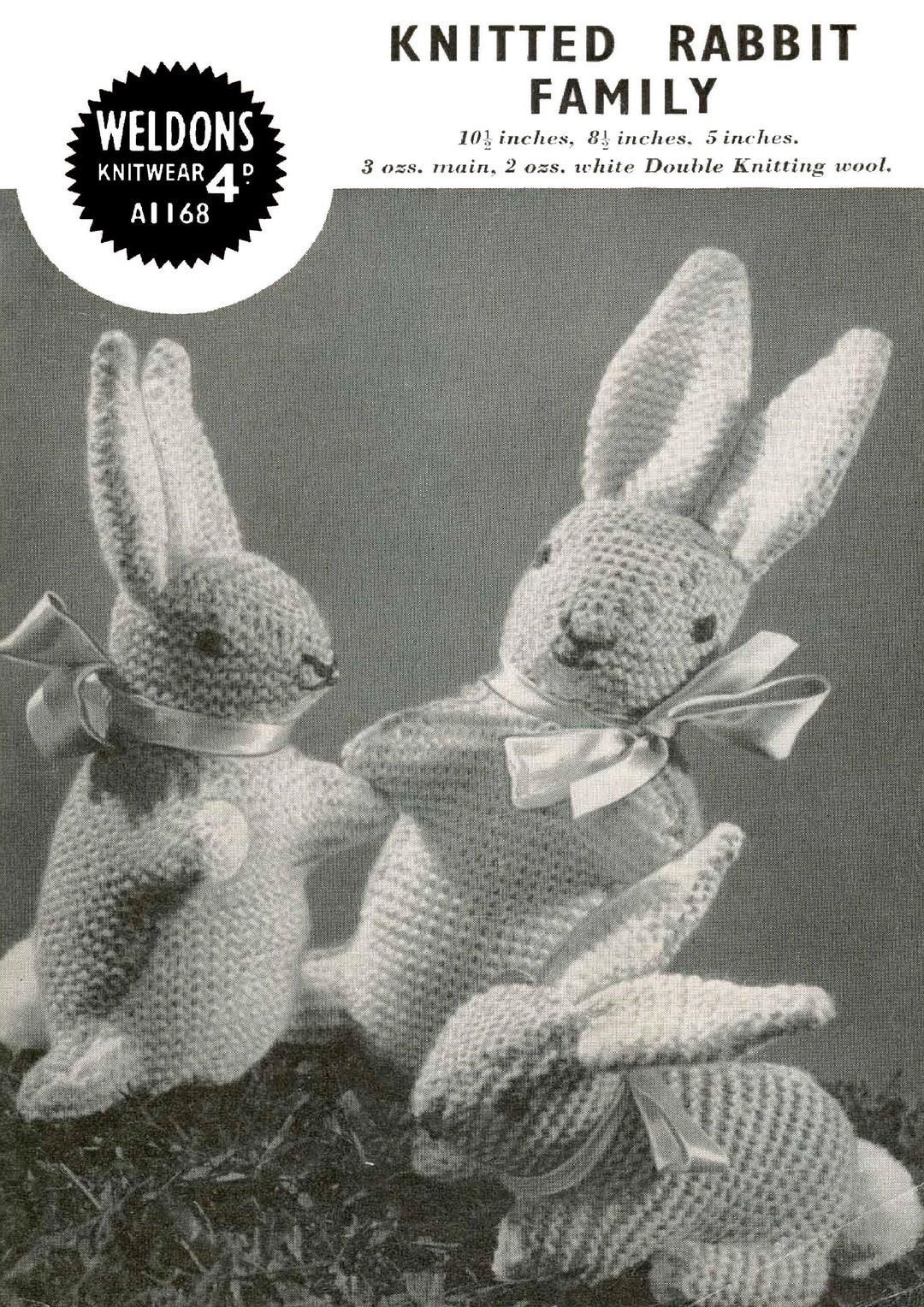 Cute Knitted Bunny Family, Vintage Knitting Pattern, PDF, Digital ...