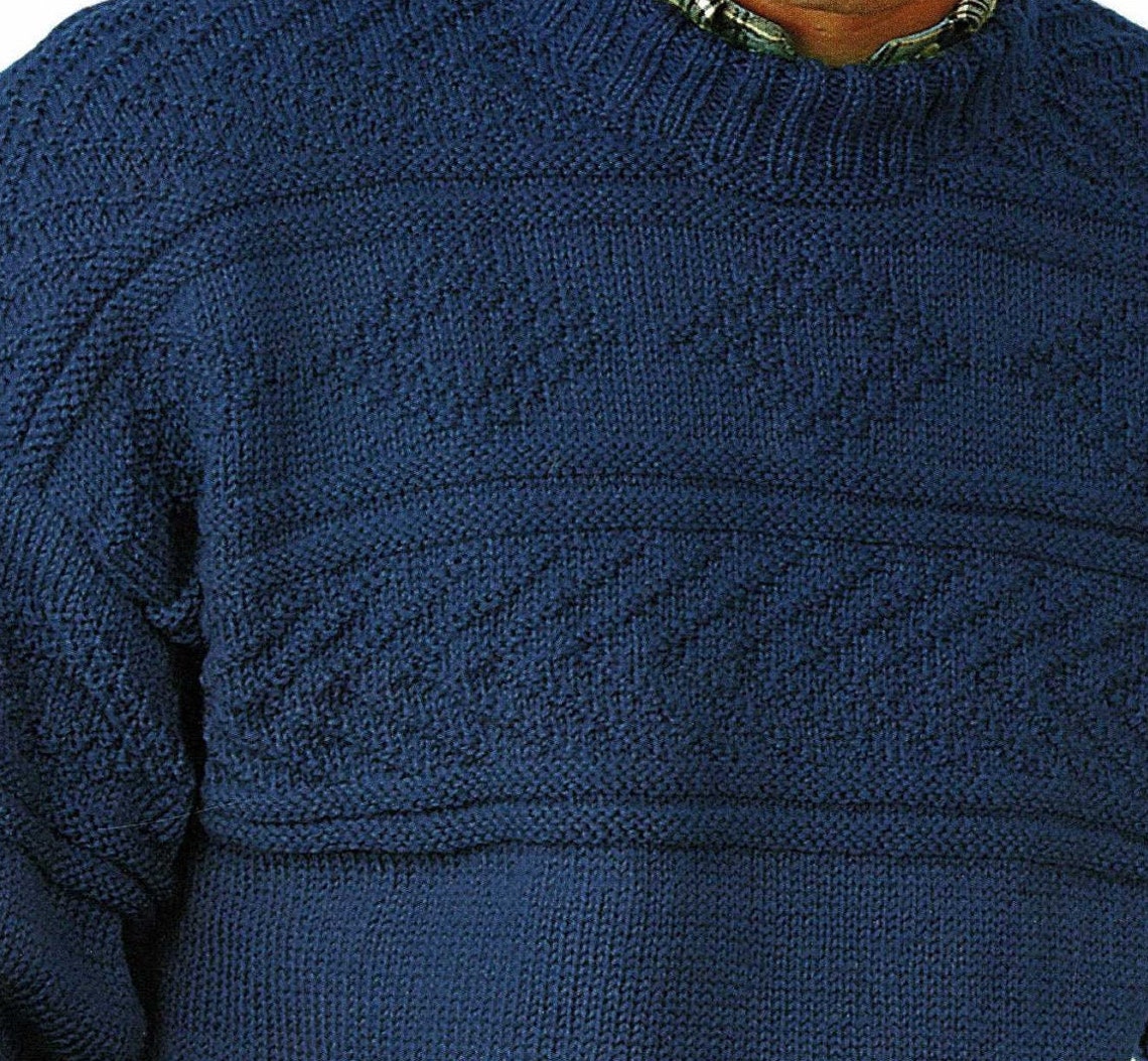 Mens "easy Knit" Traditional Fishermans Guernsey, Vintage Knitting ...