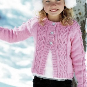 Toddlers and Girls Pretty Aran Style Cardigan With Round Neck and ...