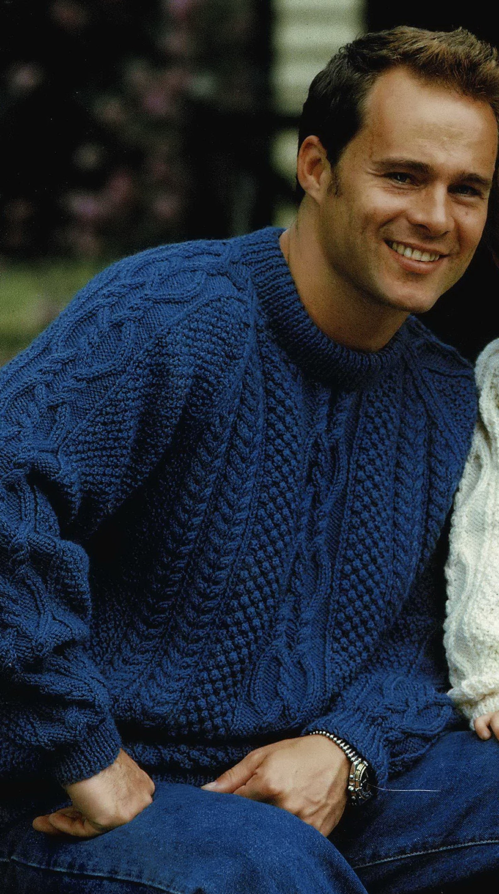 Father and Son Traditional Raglan Sleeve Aran Sweaters, Vintage ...