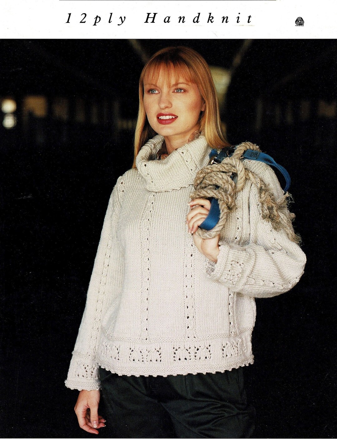 Ladies Lovely Roll Neck Sweater With Decorative Edging and Lace Panels ...