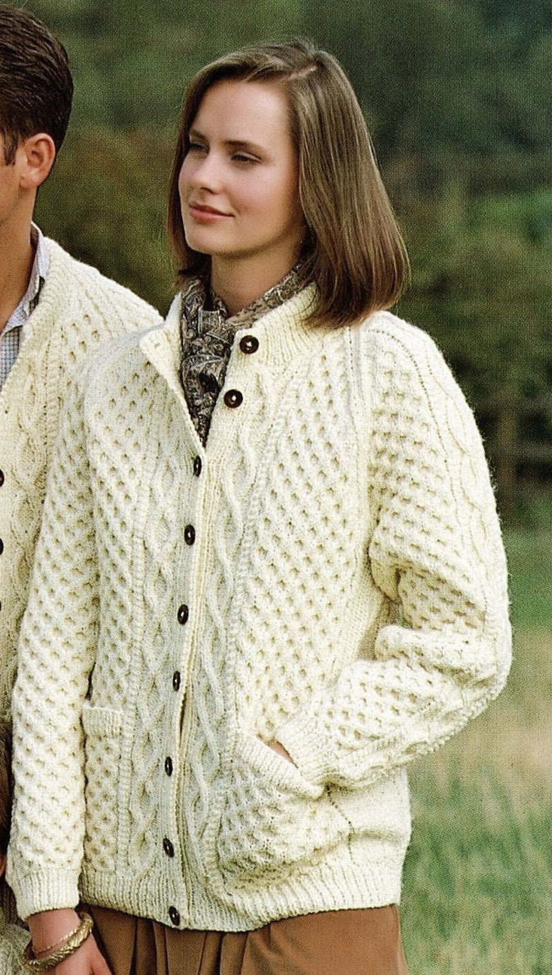 Classic Aran Cardigan for Men Women Boys and Girls Vintage | Etsy