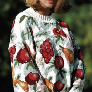 Ladies Gorgeous Summer Fruits Sweater, Vintage Knitting Pattern, PDF ...