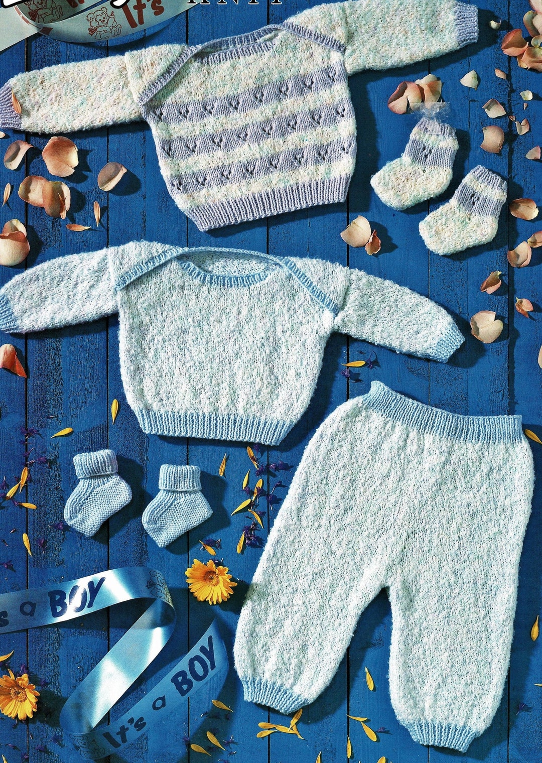 Babies Envelope Neck Sweaters With Matching Pants and Socks, Vintage ...