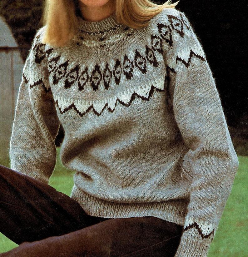 Ladies Nordic Style Sweater with Traditional Fair Isle Yoke | Etsy