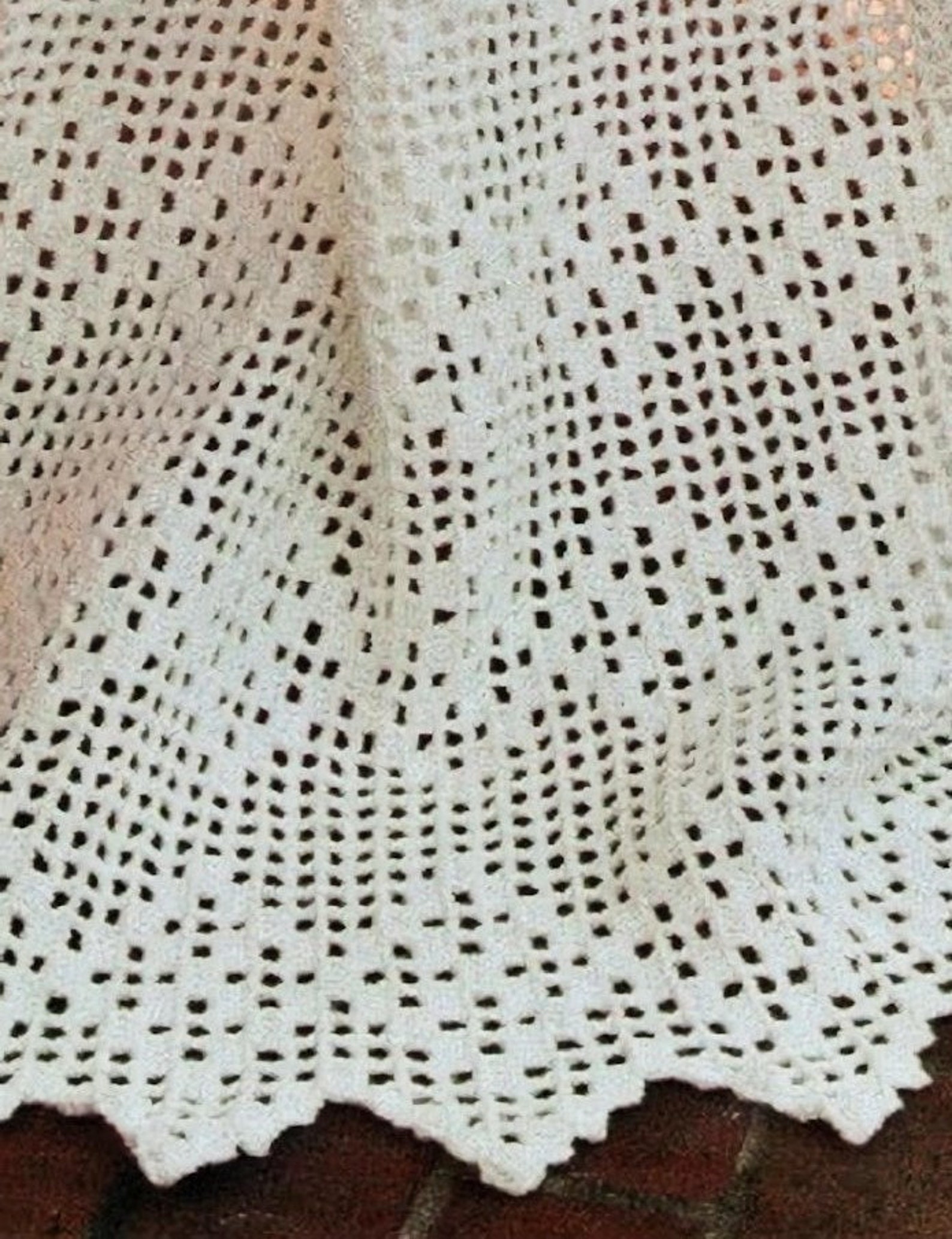 Pretty Filet Crochet Afghan in Aran Vintage Crochet Pattern | Etsy