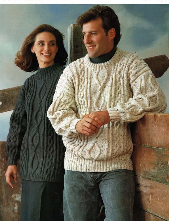 Ladies Aran Tunic and Mens Aran Sweater Vintage Knitting | Etsy