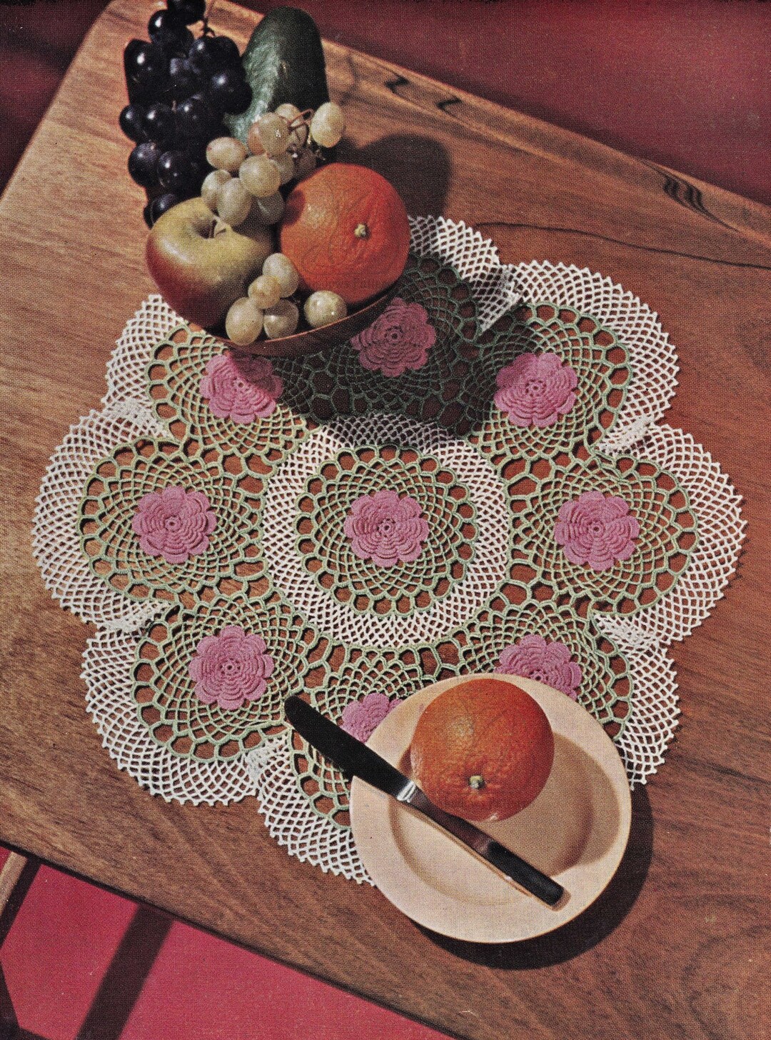 Gorgeous Ring of Roses Doily, Vintage Crochet Pattern, PDF, Digital ...