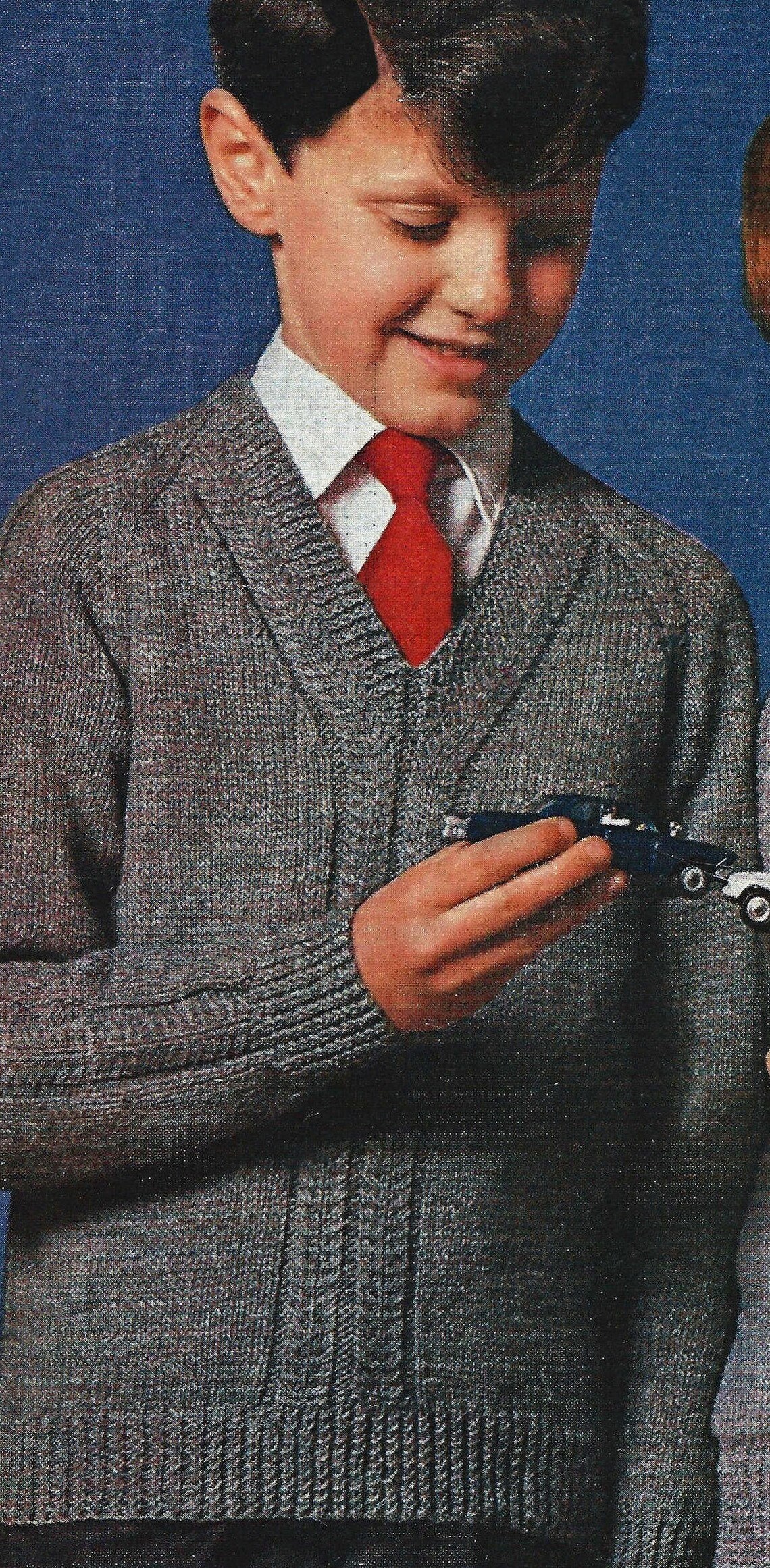 Boys Smart V-neck Sweater and Vest With Cable Detail, Vintage Knitting ...