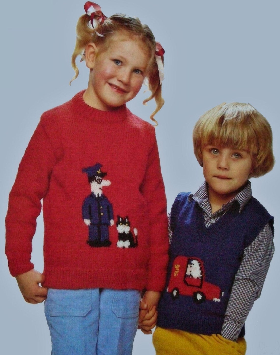 Toddlers and Childrens Postman Pat and Jess Sweater and Vest, Vintage ...