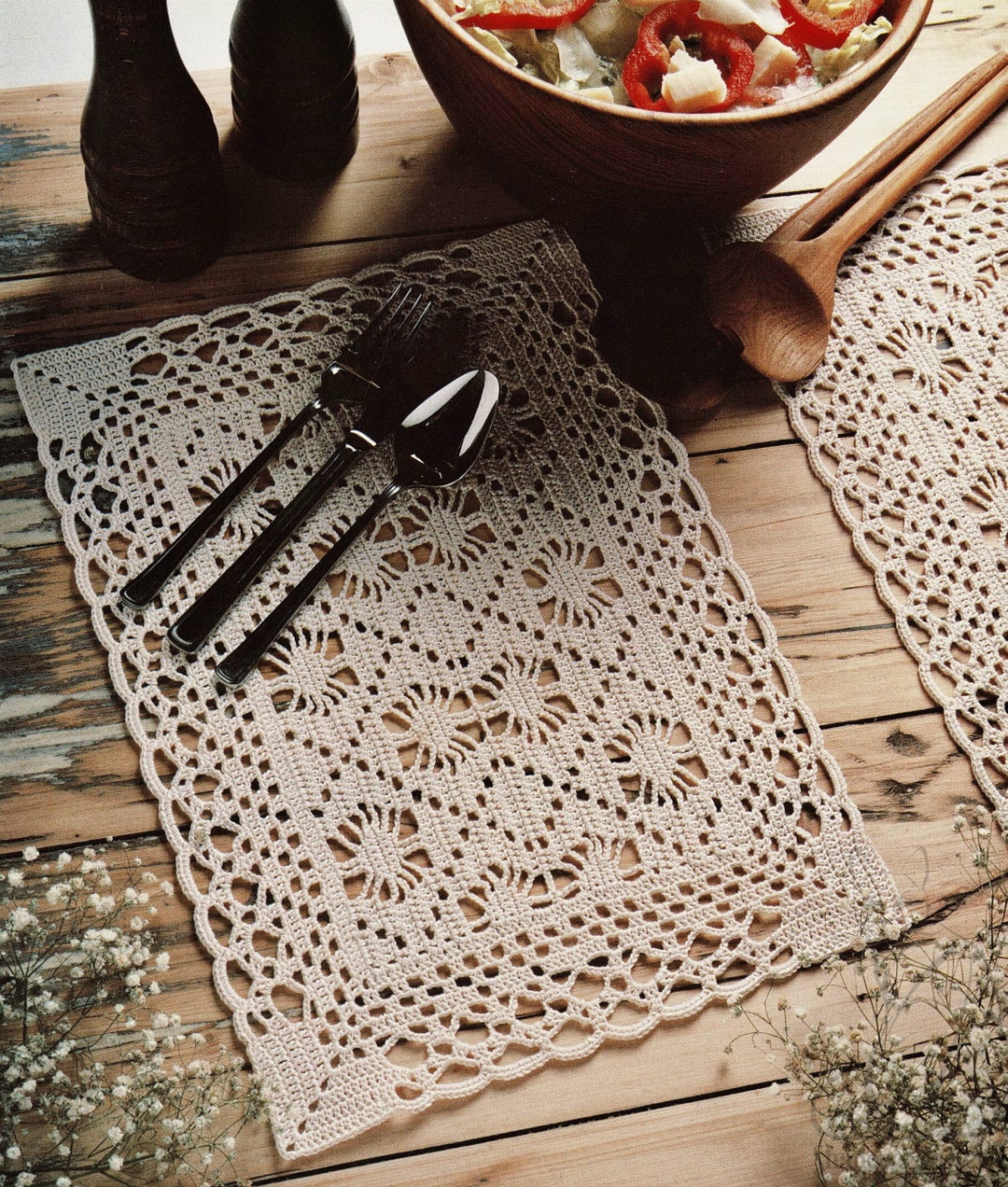 Attractive Crochet Place Mats, Vintage Crochet Pattern, PDF, Digital ...