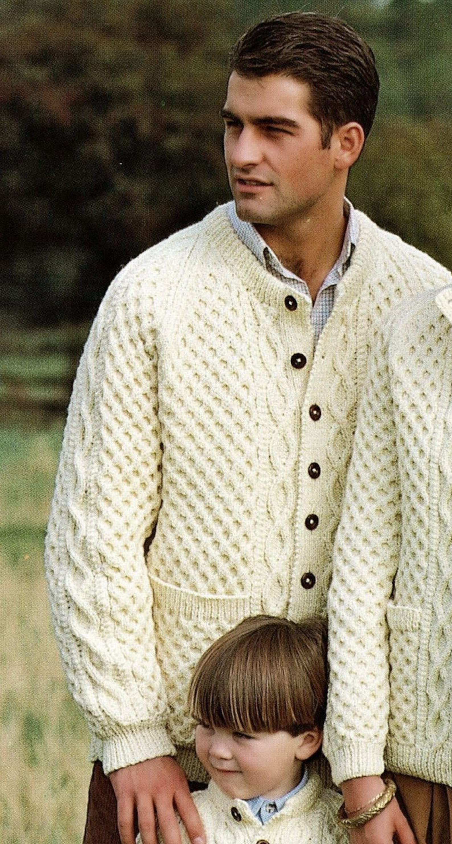 Classic Aran Cardigan for Men Women Boys and Girls Vintage | Etsy