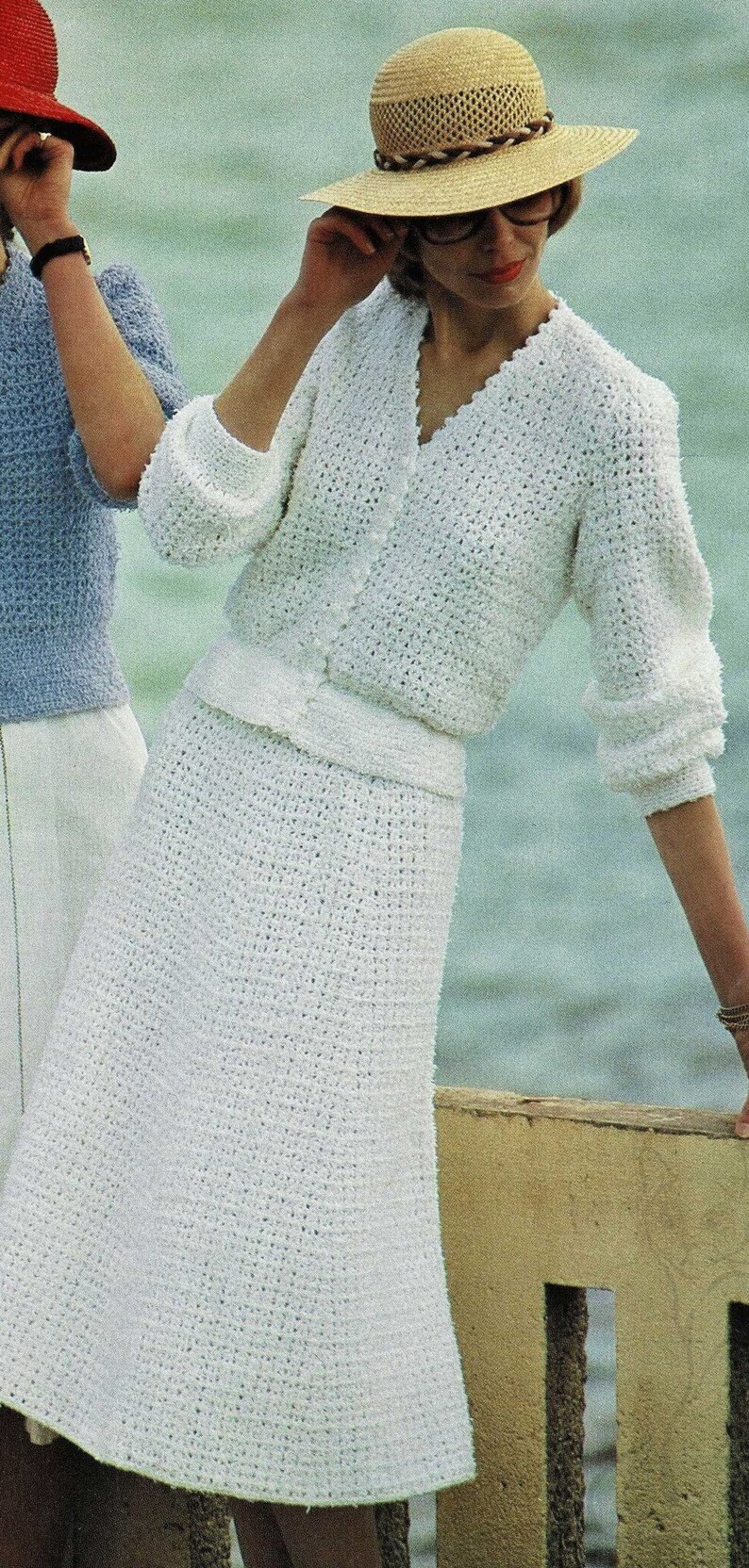 Ladies Crochet Cropped Jacket with Full Sleeves and Skirt in V | Etsy