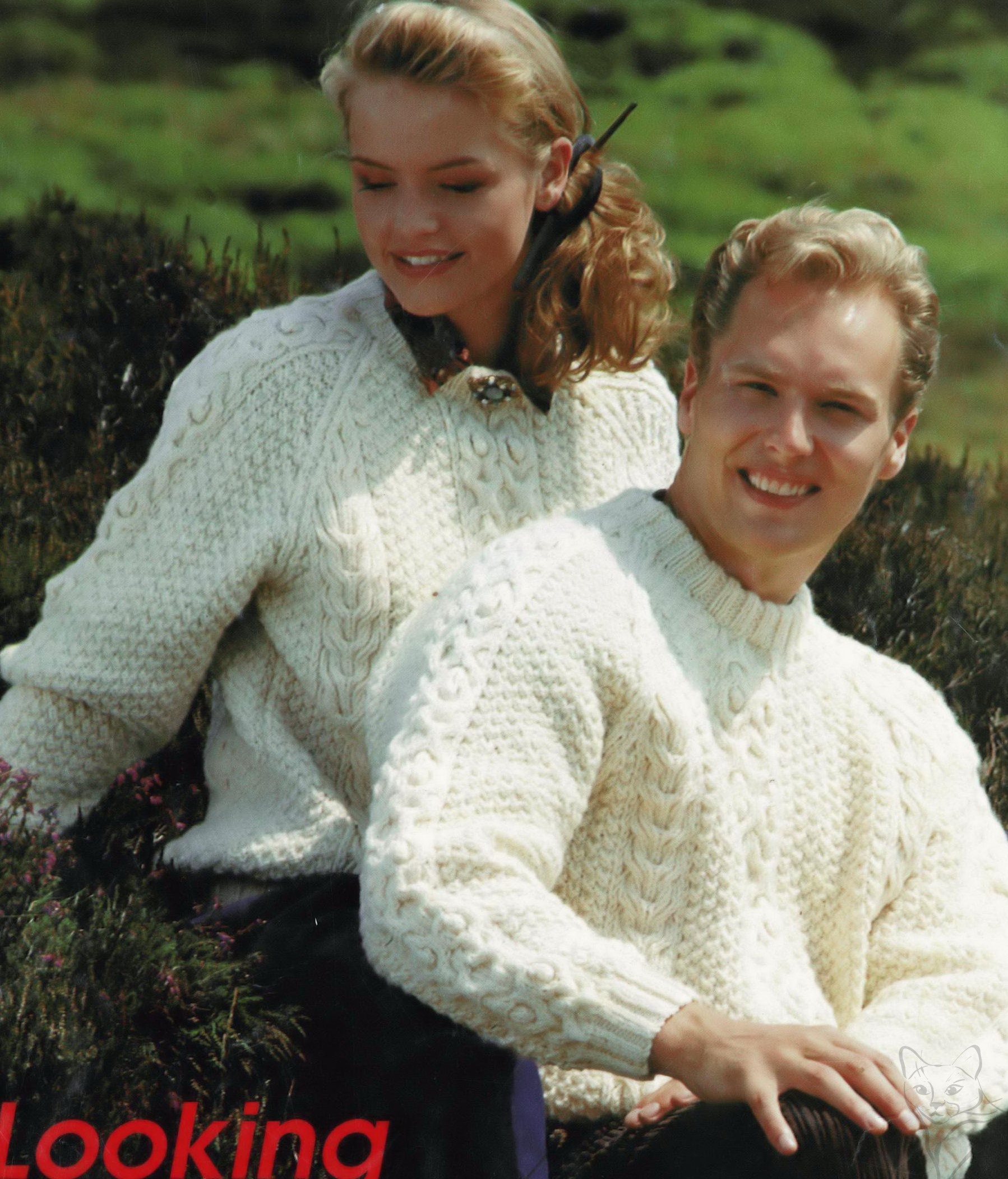 Ladies and Mens Classic Aran Sweater With Round Neck and Raglan Sleeves ...