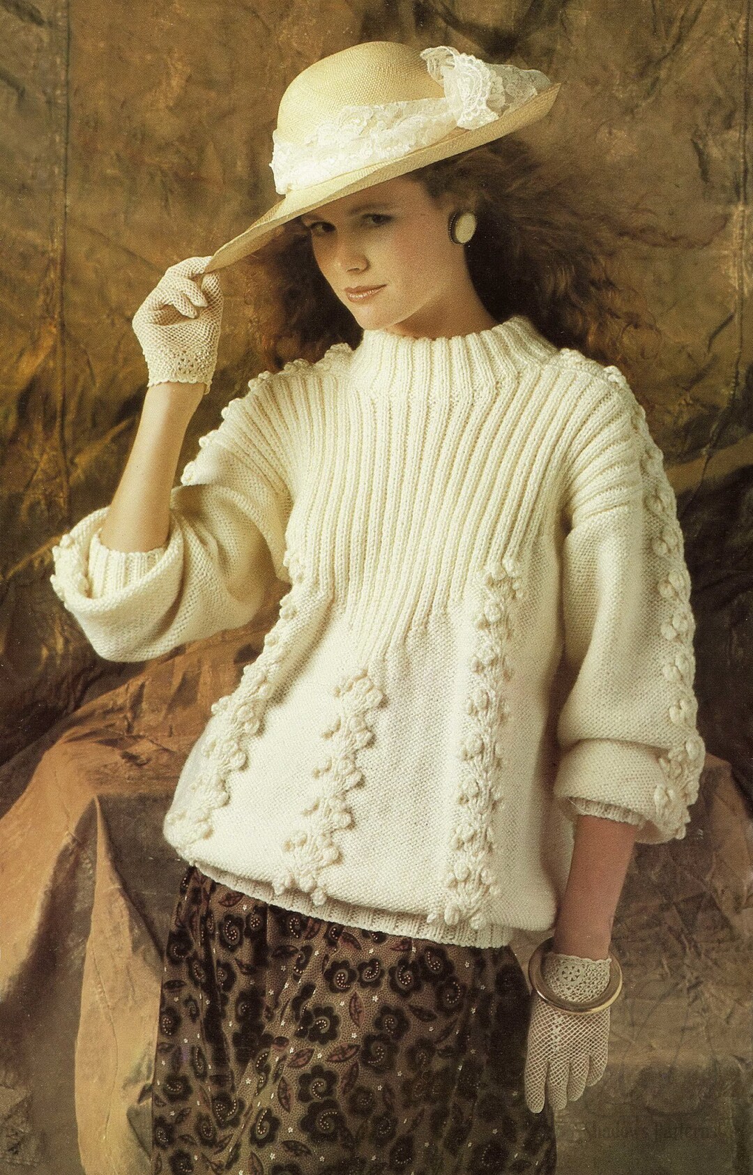 Ladies Attractive Aran Sweater in Reverse Stocking Stitch With Tree ...