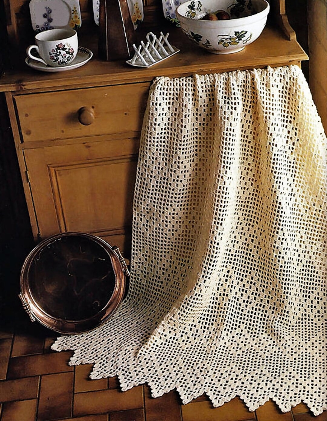 Pretty Filet Crochet Afghan in Aran, Vintage Crochet Pattern, PDF ...