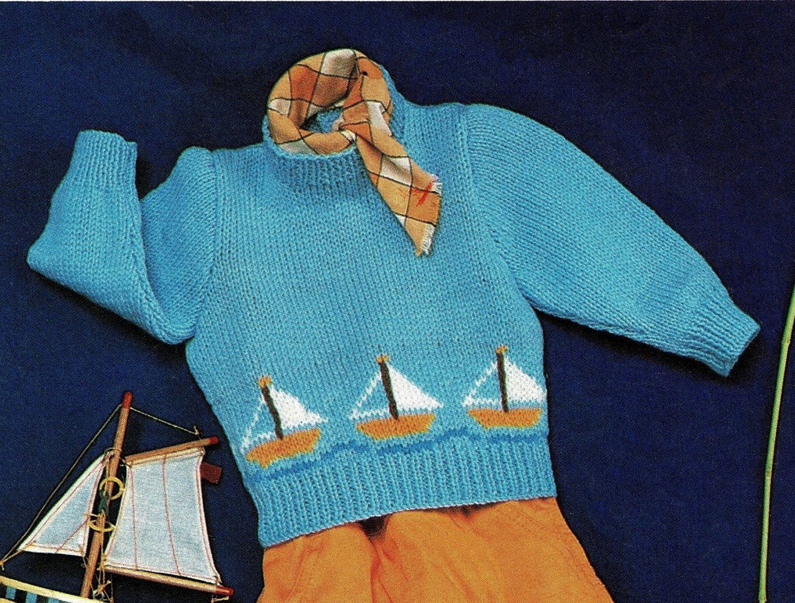 Babies and Toddlers Sweater With Lovely Sailboat Design, Vintage ...