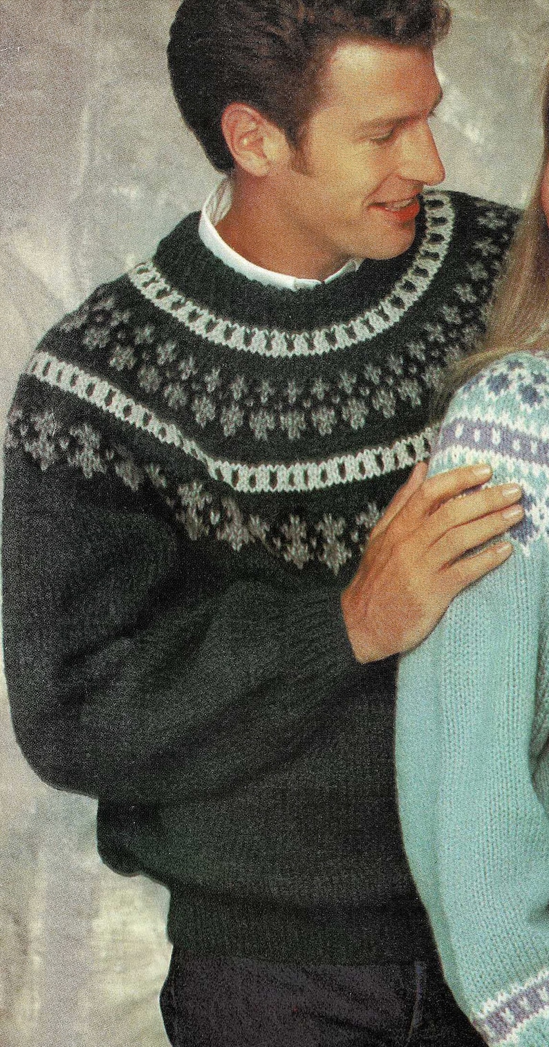 Ladies and Mens Traditional Nordic Fair Isle Sweater With Crew or ...