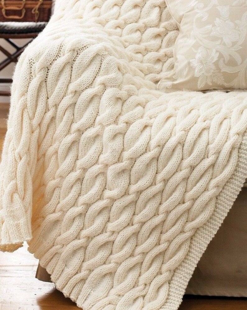 Gorgeous Chunky Knit Cabled Afghan, Vintage Knitting Pattern, PDF ...