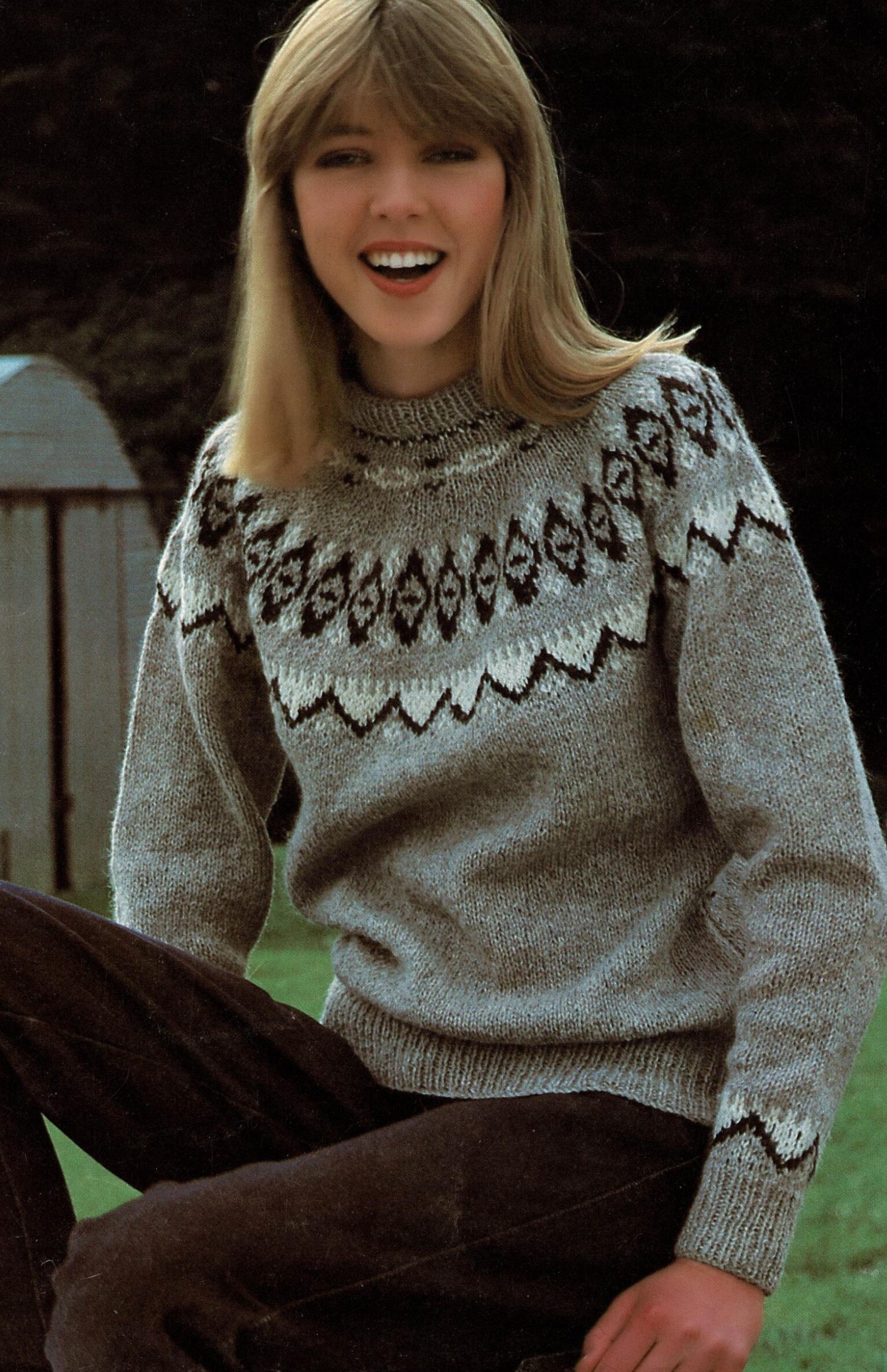 Ladies Nordic Style Sweater With Traditional Fair Isle Yoke Ladies Nordic Style Sweater With Traditional Fair Isle Yoke