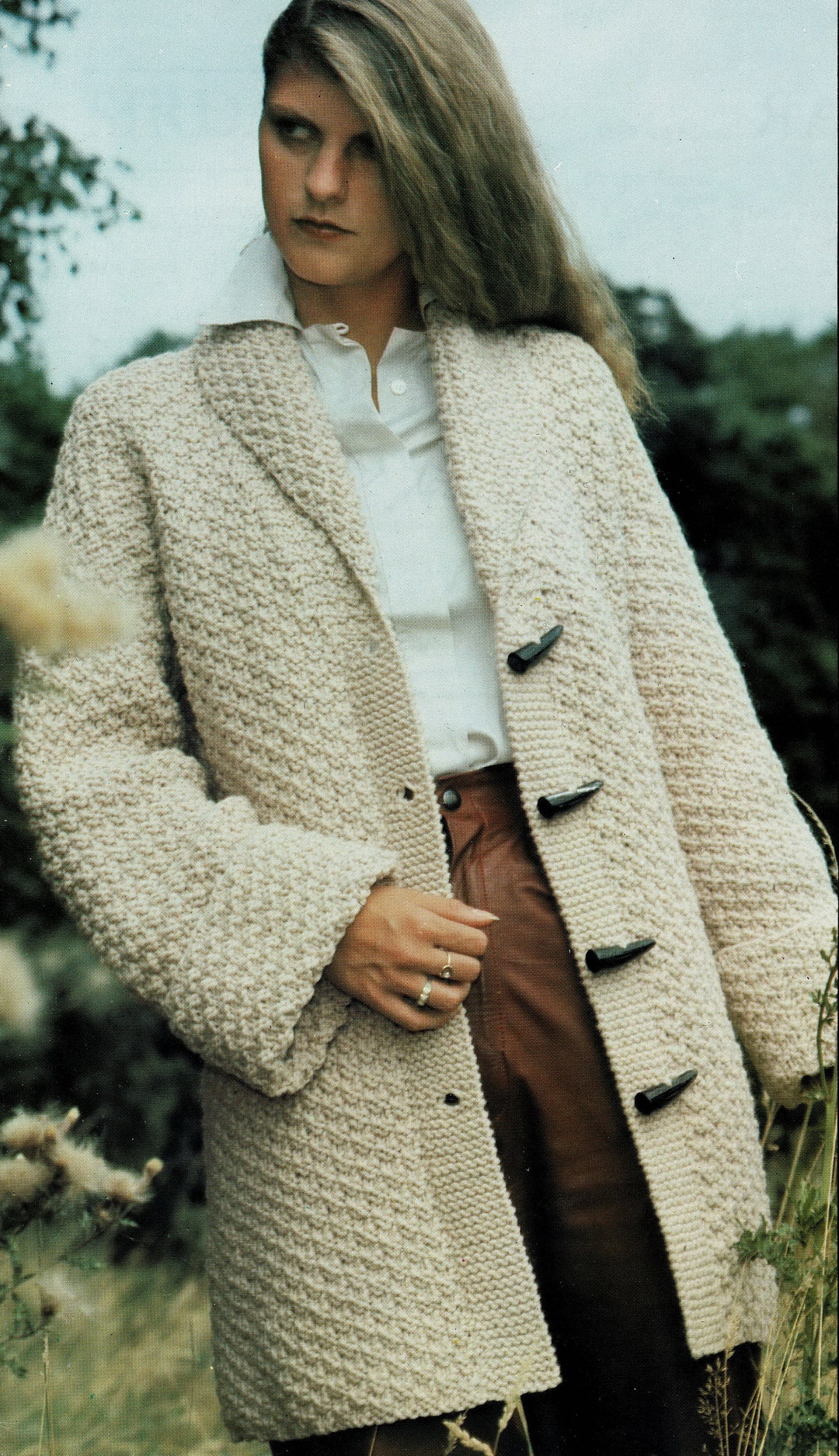 Ladies Casual "easy Knit" Chunky Textured Long Line Jacket With Shawl ...