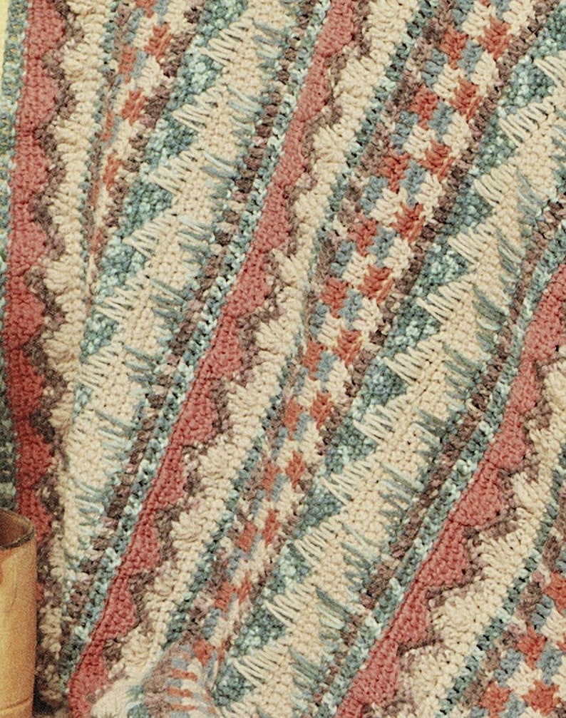 Lovely Crochet Desert Southwest Afghan in Aran, Vintage Crochet Pattern ...