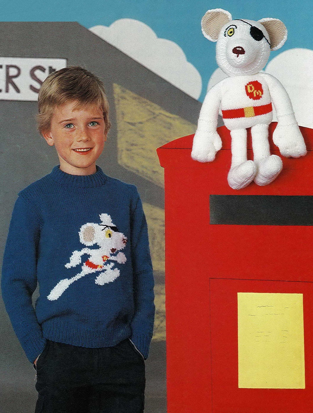 Childrens Danger Mouse Sweater With Matching Stuffed Toy, Vintage ...