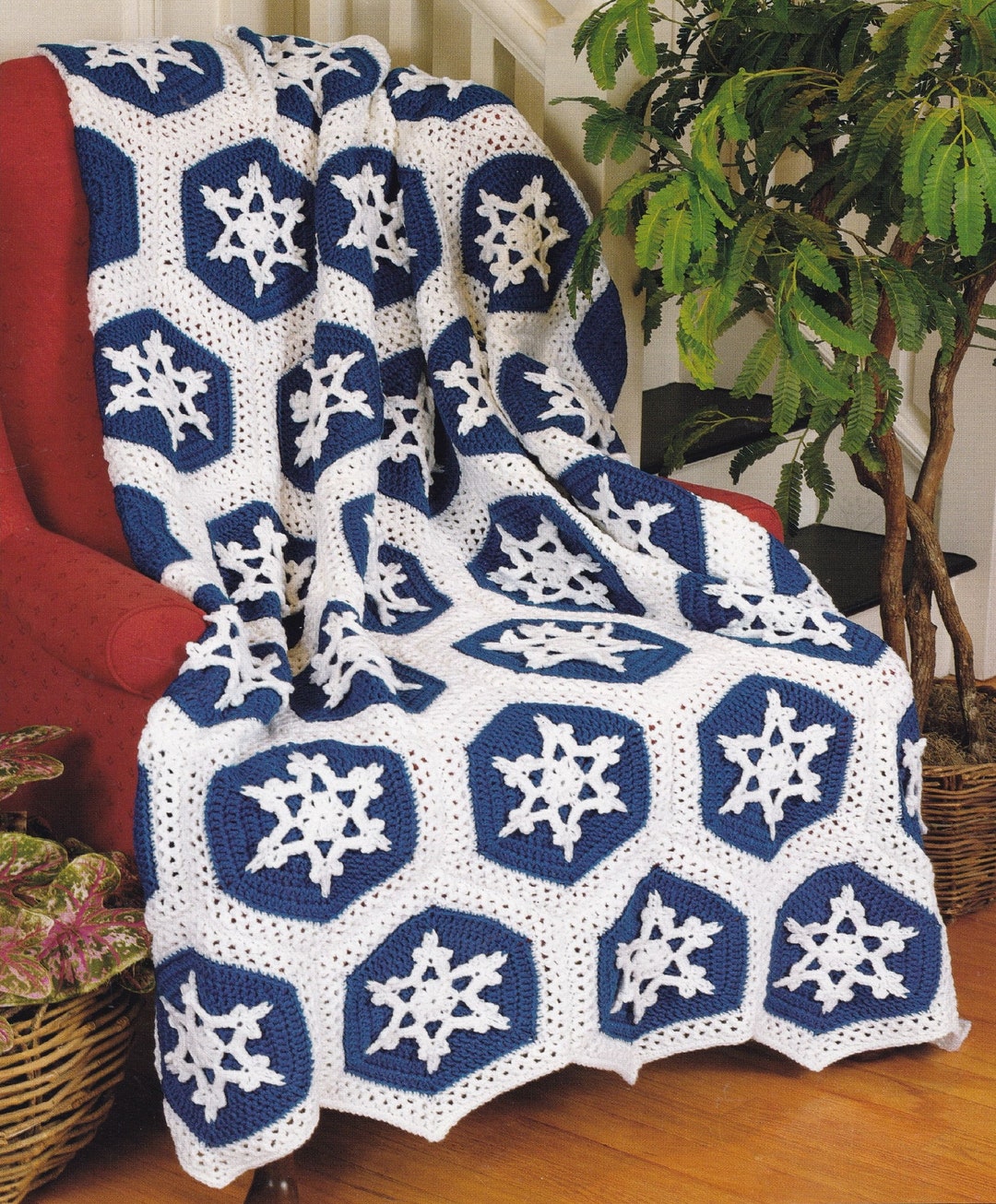 Stunning Crochet Snowflake Afghan, Vintage Crochet Pattern, PDF ...