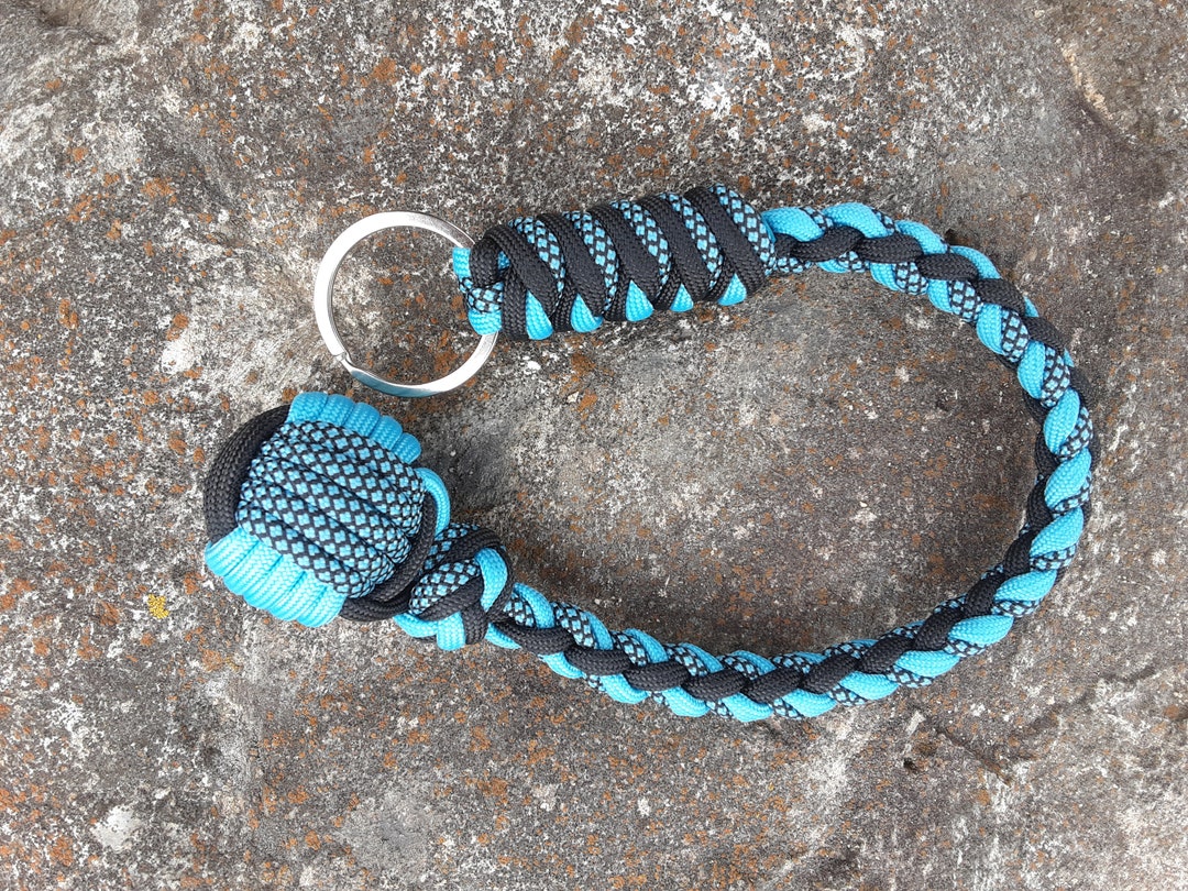 3 Color 6 Strand Monkeyfist Keychain Turquoise - Etsy