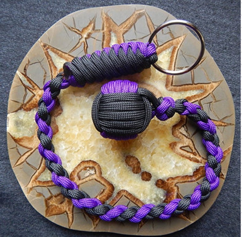 One Large 1-1/2 Inch Paracord Monkey Fist Steel Ball Bearing Tactical ...