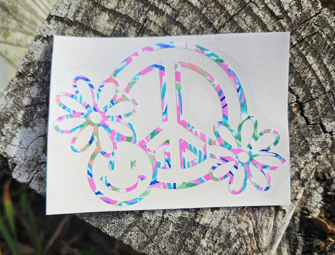 Retro Peace Sign Smiley Face Vinyl Decal: Car, Laptop, Tumbler - Etsy