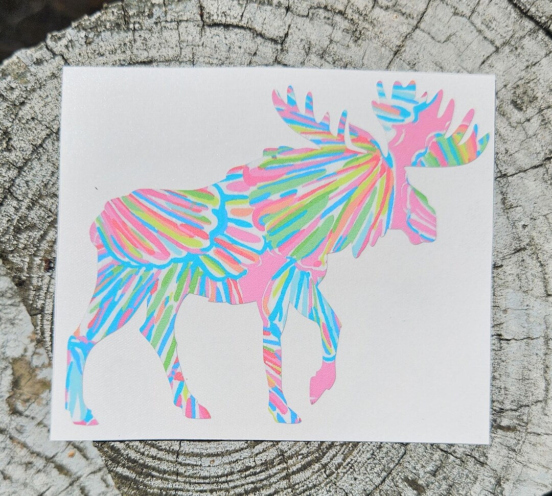 Colorful Moose Decal, Car Window Decal, Laptop Decal, Moose Sticker ...